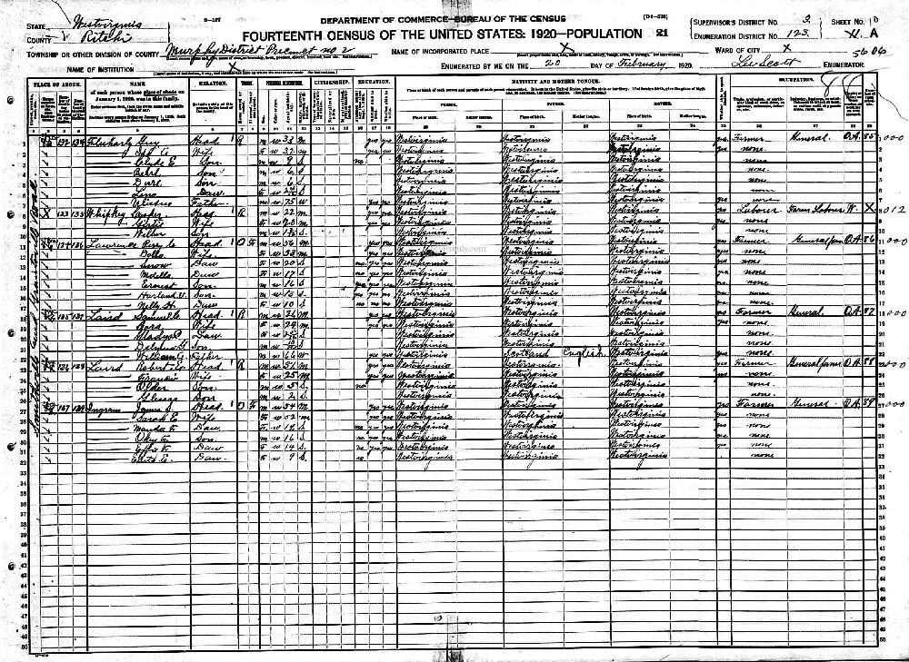 Delmas Gus Laird Family Group Record